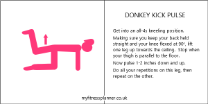 Donkey kicks challenge to improve your glutes - My Fitness Planner