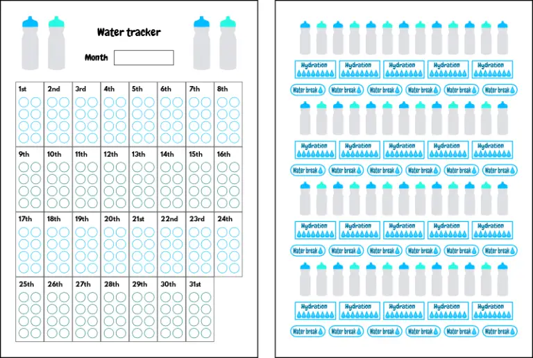Hydrate stickers and water tracker free printables